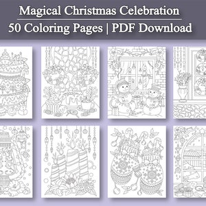 Adult Coloring Book: Magical Christmas Adult Coloring Pages | 50 ...