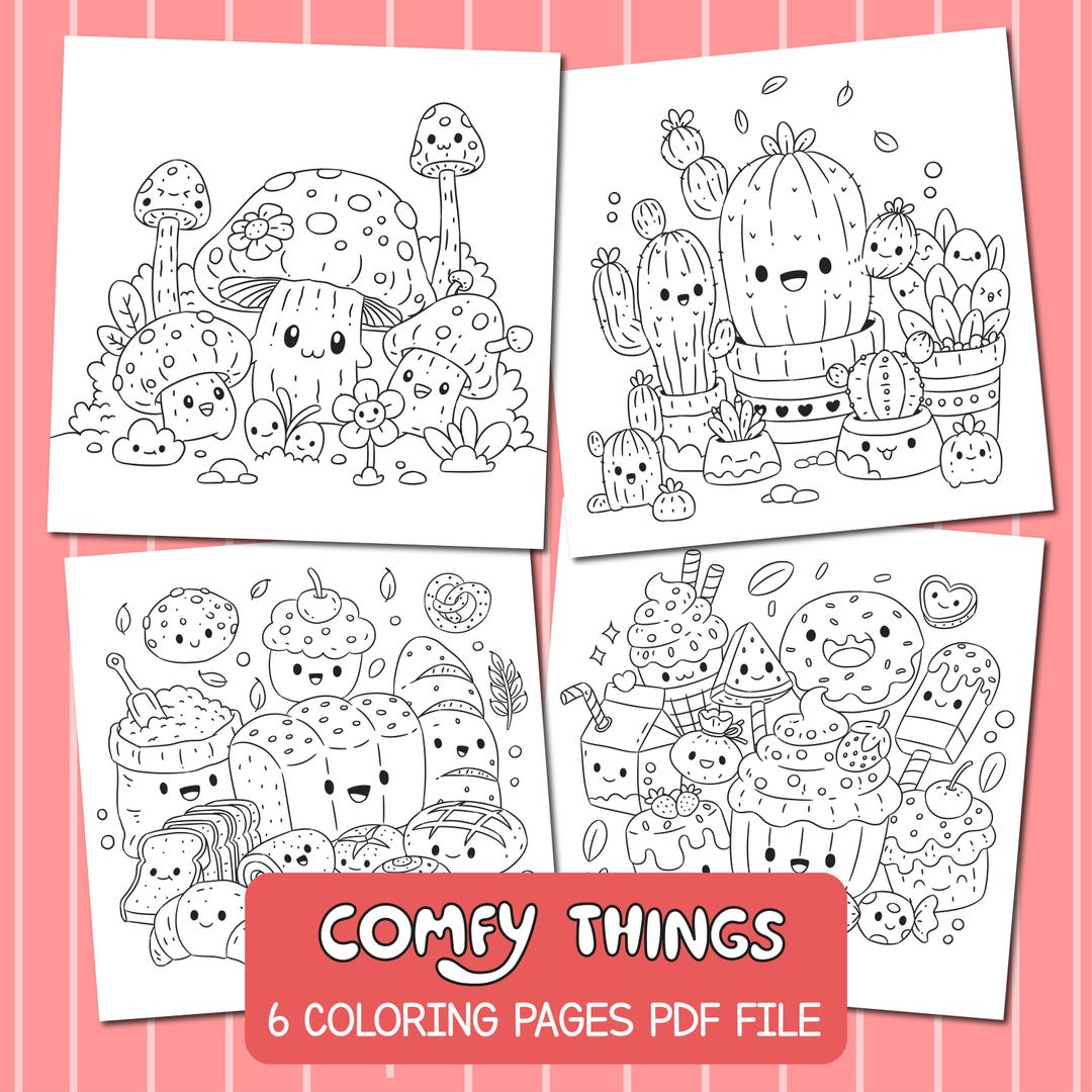Comfy Things Coloring Pages | Super Cute Coloring Pages | 6 Coloring ...