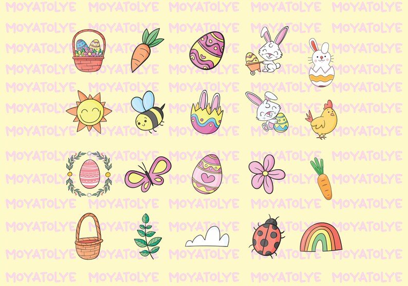 Kawaii Easter Clipart, Cute Easter Bunny Clipart, Cute Easter PNG, Cute ...
