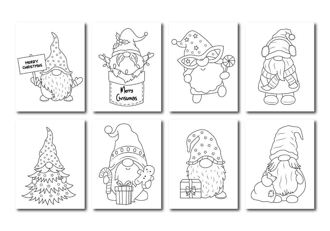 Adult and Kids Coloring Book: Santa Gnomes Coloring Pages - Etsy