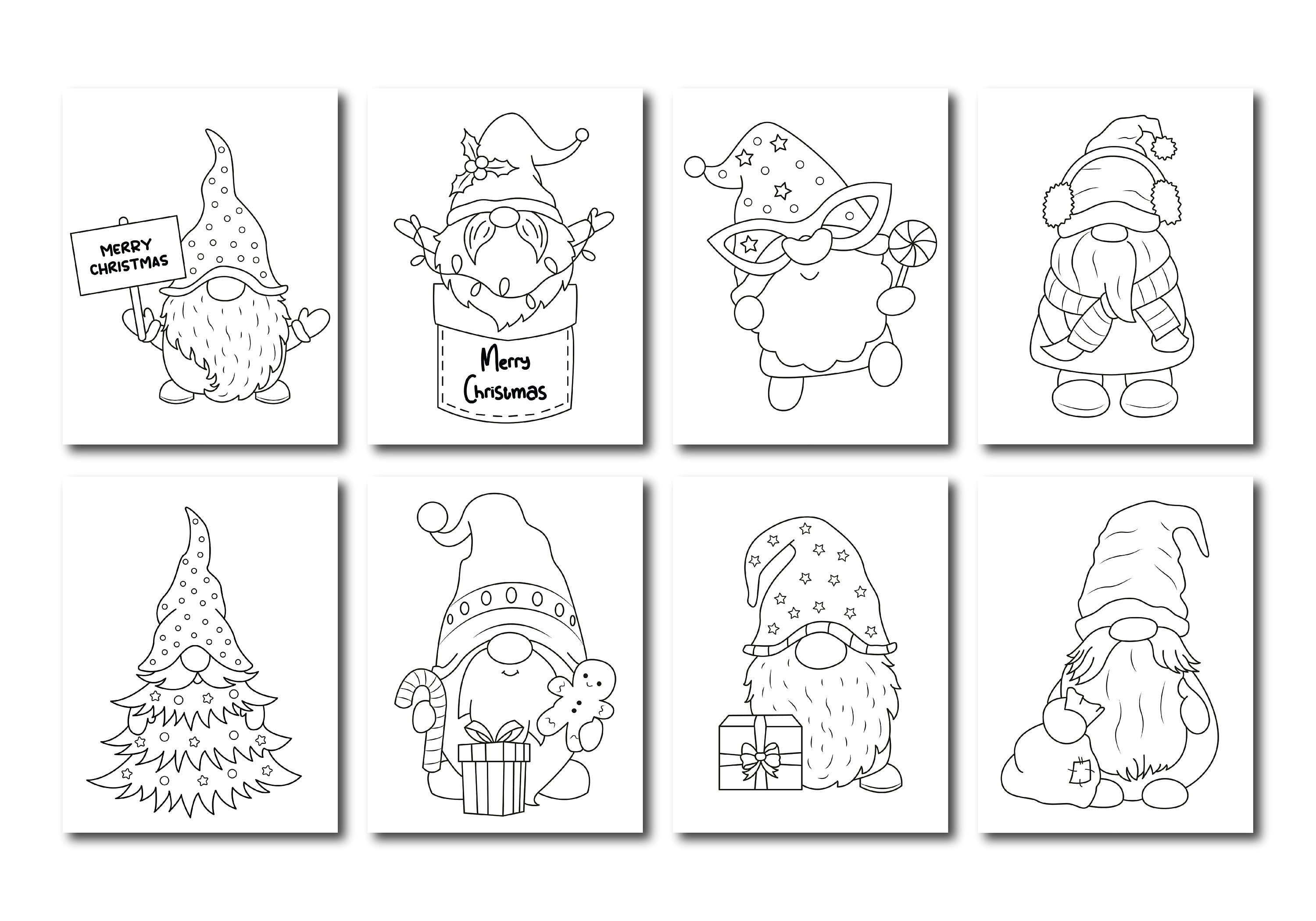 Adult and Kids Coloring Book: Santa Gnomes Coloring Pages, Dwarf Gnomes ...