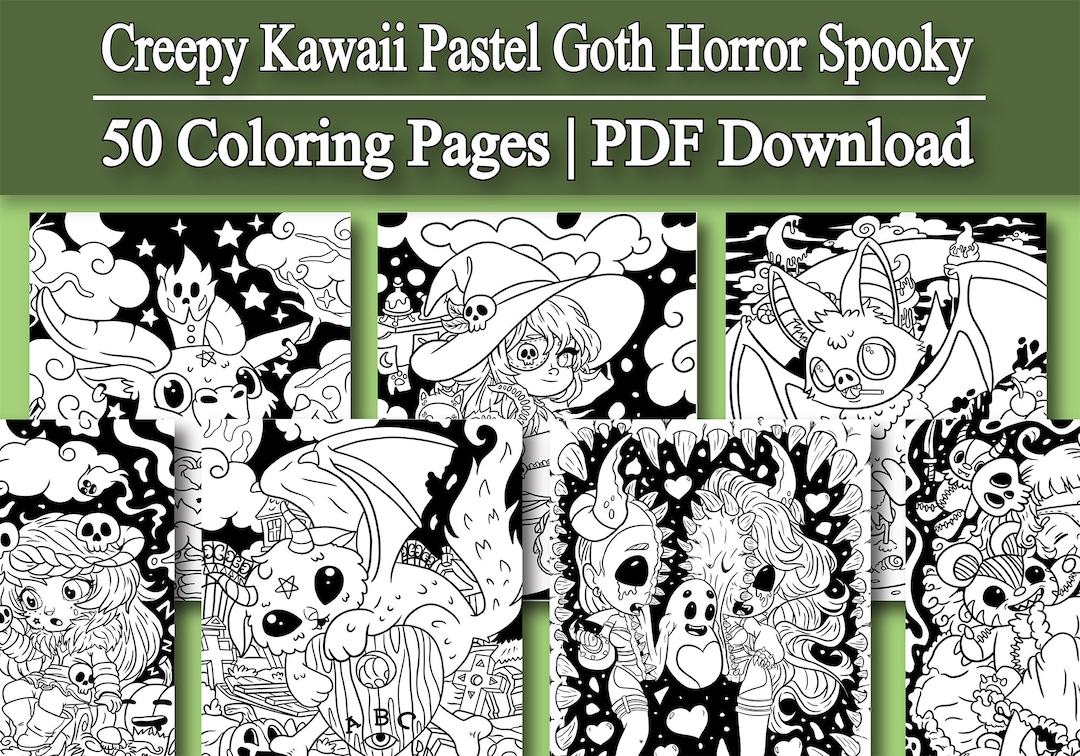 Adult Coloring Book: Midnight Cute and Creepy Kawaii Pastel Goth Adult ...