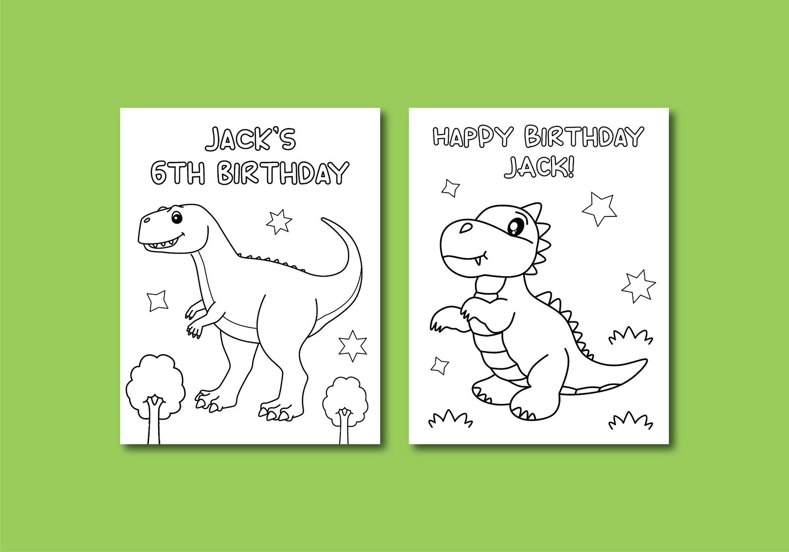 Personalized Dinosaur Birthday Coloring Pages for Kids, Custom Dinosaur ...
