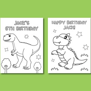 Personalized Dinosaur Birthday Coloring Pages for Kids, Custom Dinosaur ...