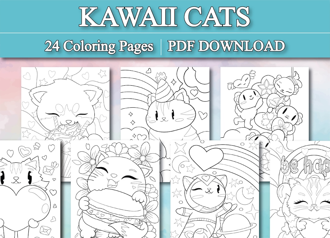 Kawaii Cat Coloring Pages | Adorable Cat Coloring, Cute Cat Coloring ...
