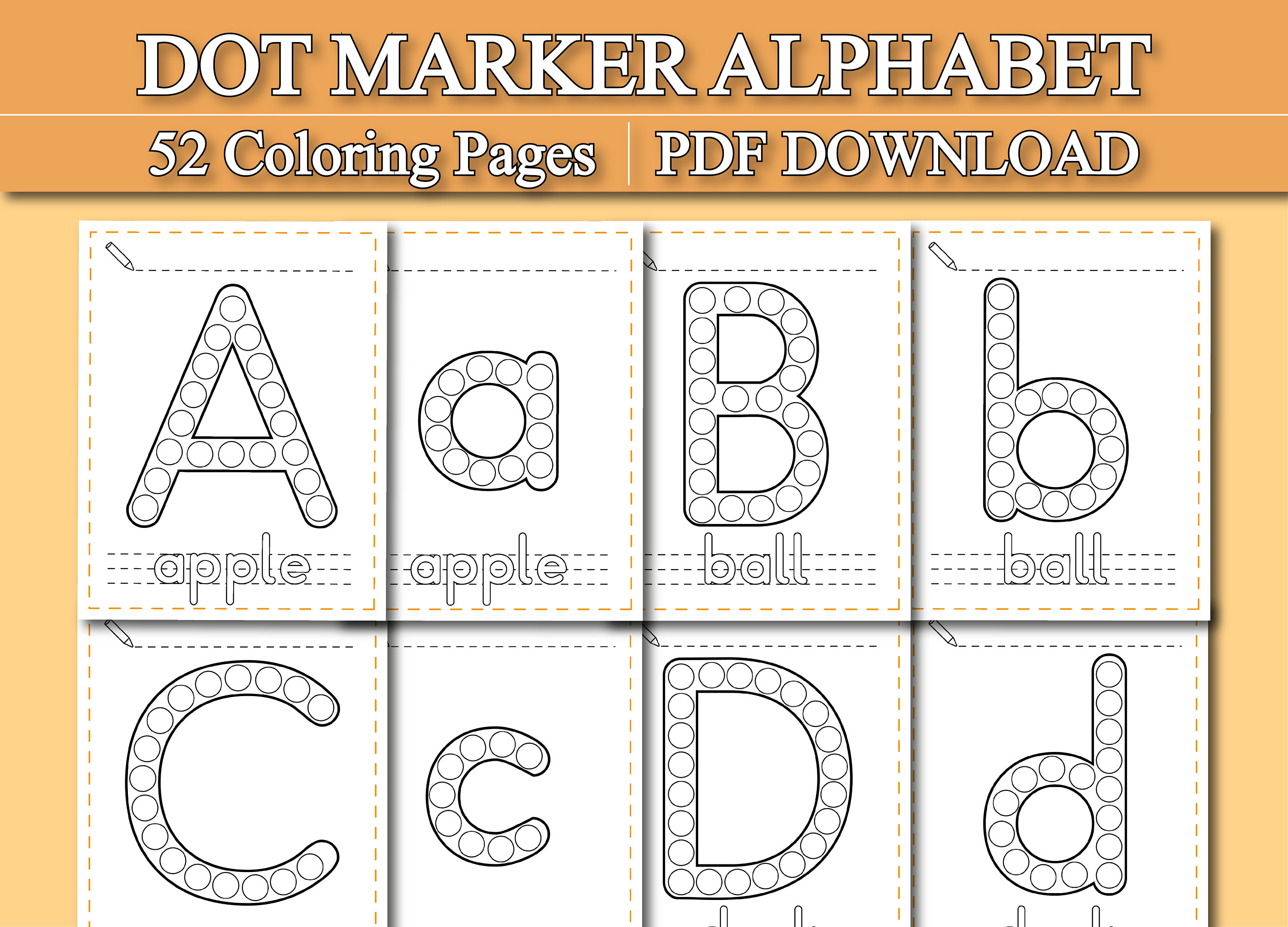 Dot Marker Alphabet Coloring Pages: Uppercase & Lowercase (PDF Download ...