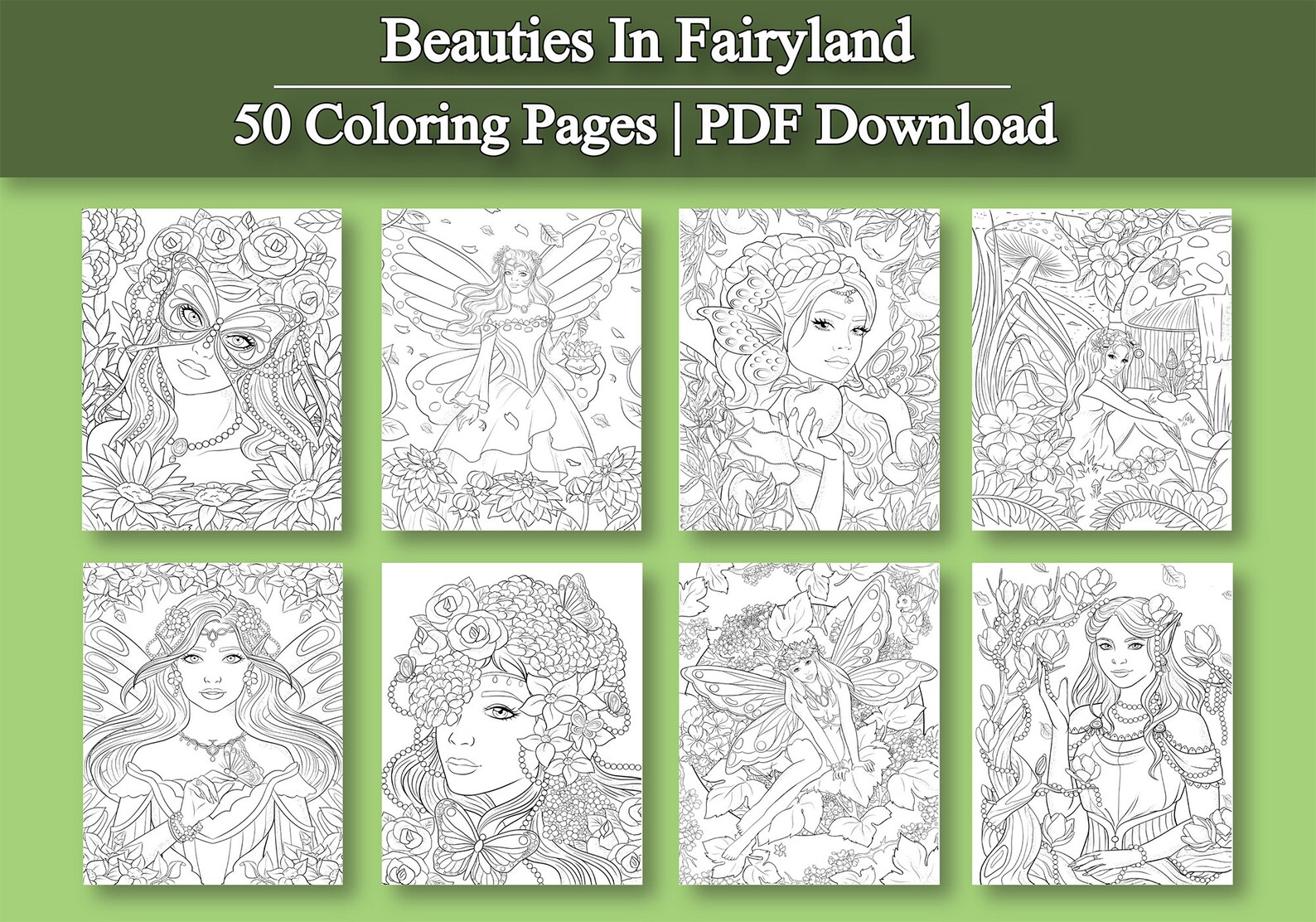 Adult Coloring Book: Beauties in Fairyland Adult Coloring Pages | 50 ...
