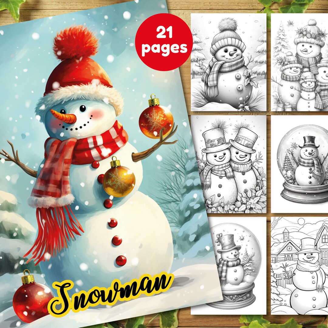 Christmas Snowman Coloring Pages: 21 Printable Designs (PDF Download ...