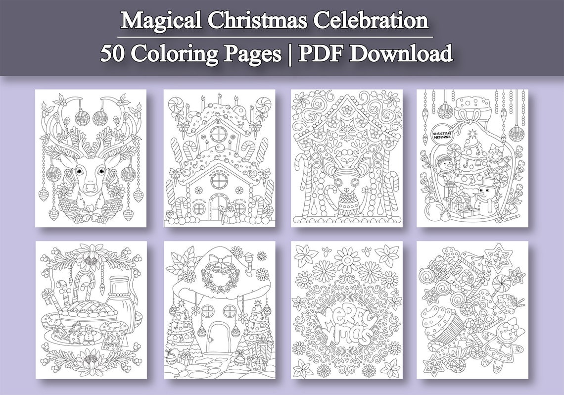 Adult Coloring Book: Magical Christmas Adult Coloring Pages - Etsy
