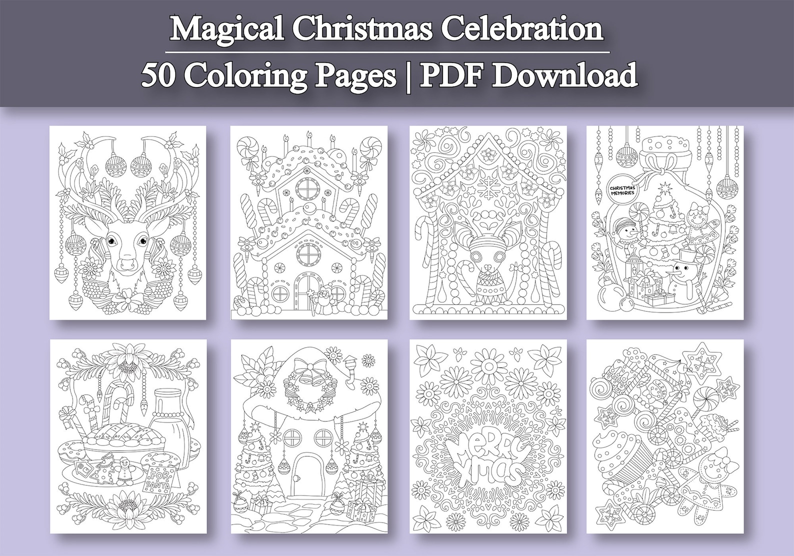 Adult Coloring Book: Magical Christmas Adult Coloring Pages - Etsy