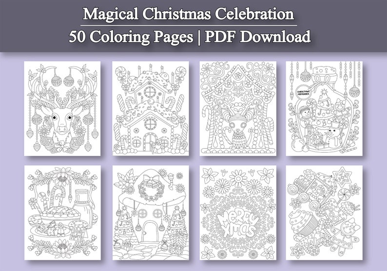 Adult Coloring Book: Magical Christmas Adult Coloring Pages | 50 ...