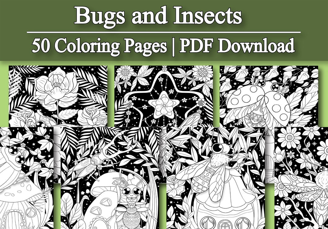 Adult Coloring Book: Midnight Bugs and Insects Adult Coloring Pages ...