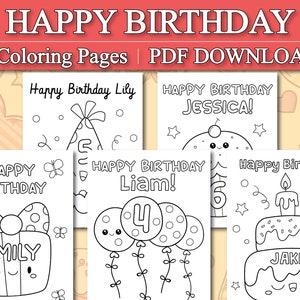 Personalized Birthday Coloring Pages for Kids, Custom Birthday Party ...