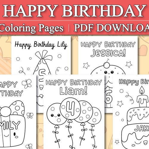 Personalized Birthday Coloring Pages for Kids Custom Birthday - Etsy