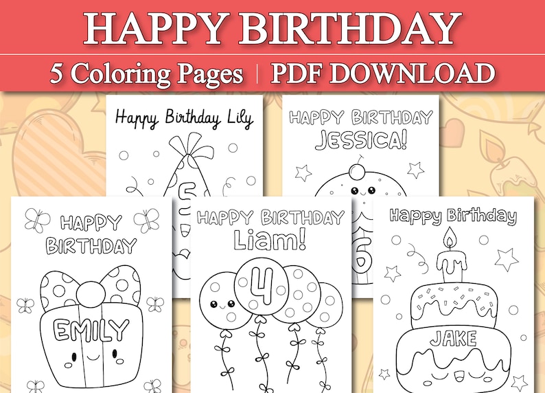 Personalized Birthday Coloring Pages for Kids Custom Birthday - Etsy