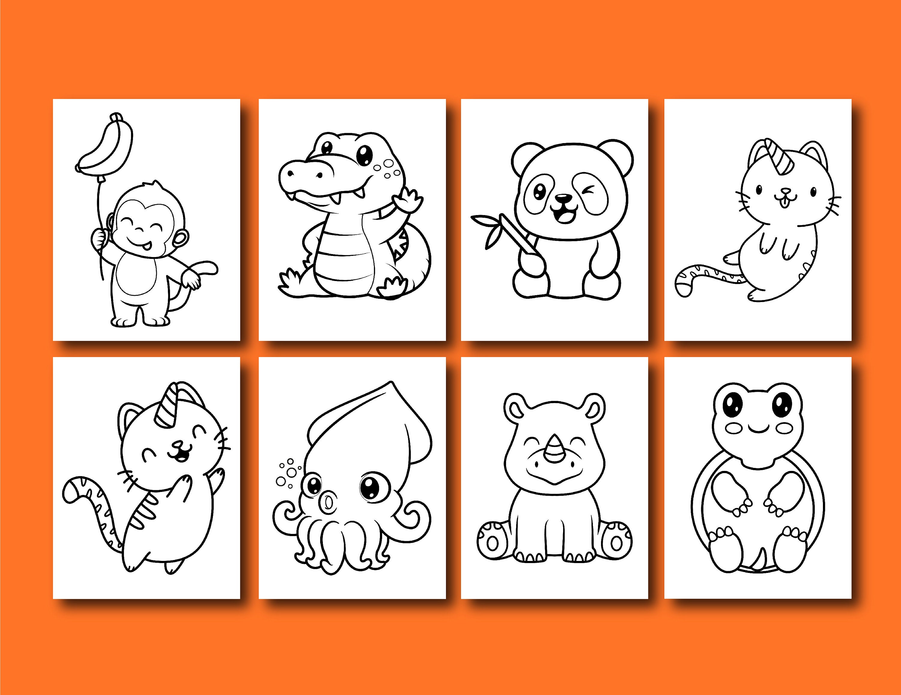 Kids Coloring Page: Cute Kawaii Animal Coloring Page, 25 Pages Coloring ...