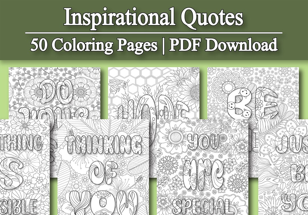 Adult Coloring Book: Inspirational Quotes, Positive Quotes | 50 Digital ...