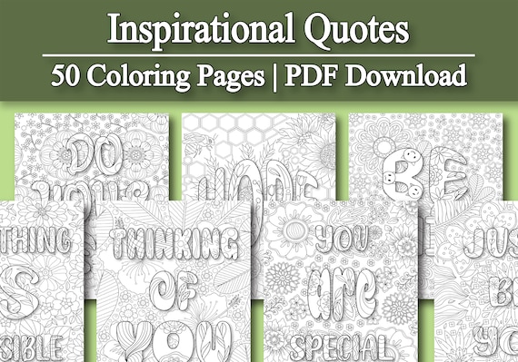 Adult Coloring Book: Inspirational Quotes Positive Quotes - Etsy