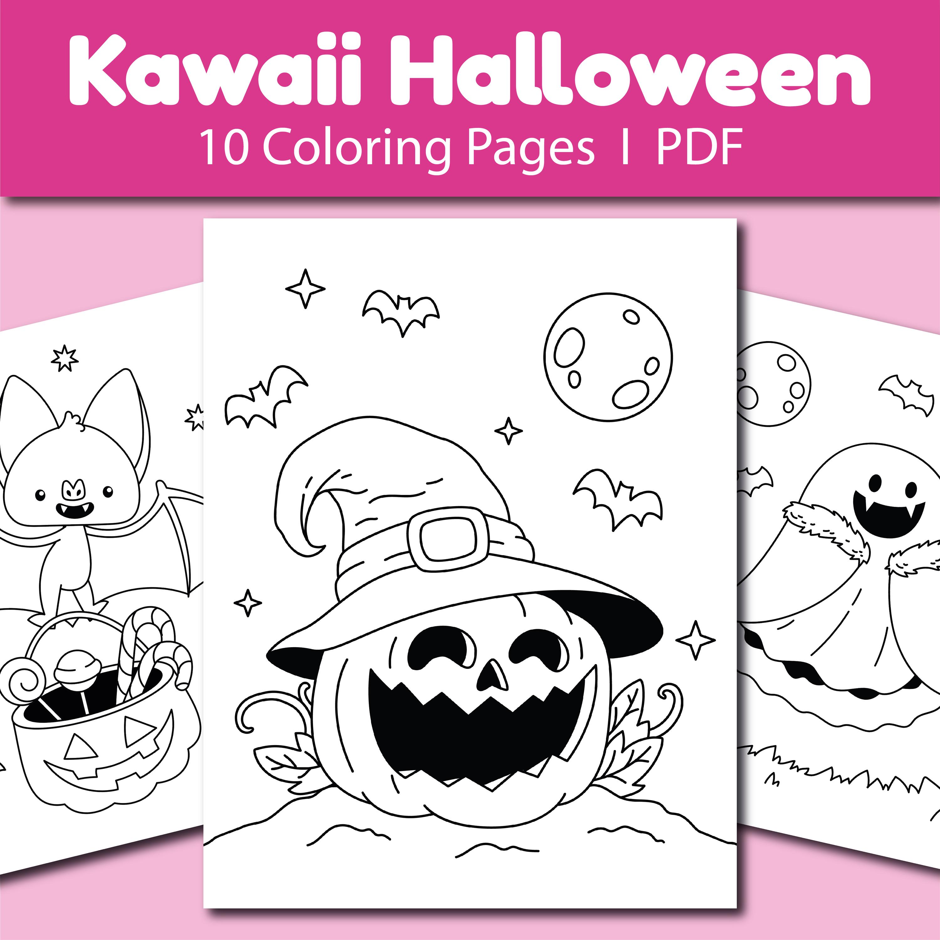Kawaii Halloween Coloring Pages, Cute Halloween Coloring Pages, 10 ...