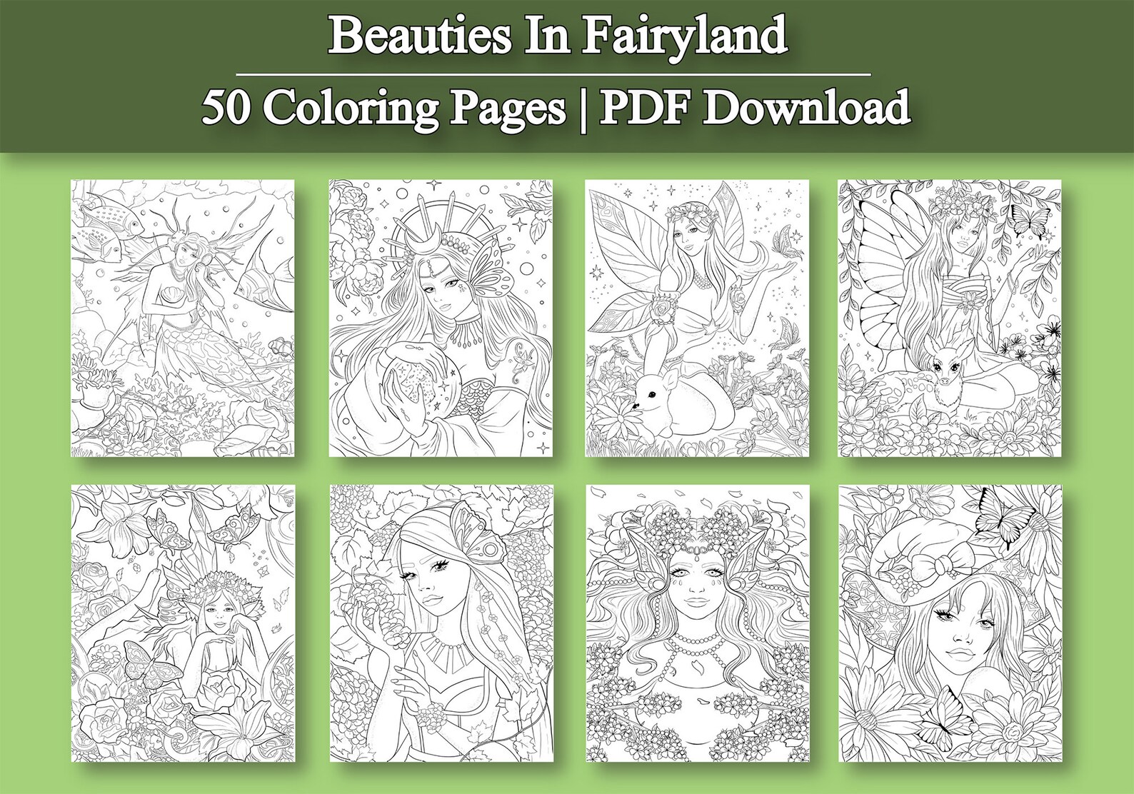 Adult Coloring Book: Beauties in Fairyland Adult Coloring Pages | 50 ...