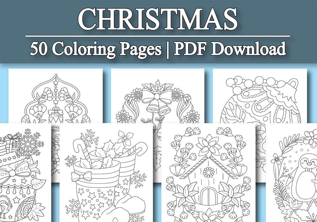Adult Coloring Book: Christmas Coloring Pages for Adults and Kids | 50 ...