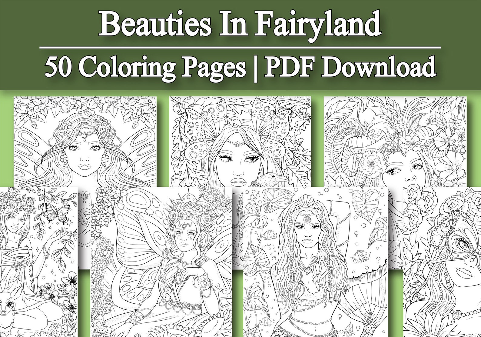 Adult Coloring Book: Beauties in Fairyland Adult Coloring Pages | 50 ...