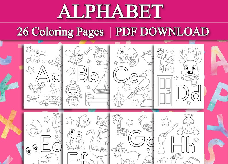 Alphabet Coloring Pages Preschool Kindergarten - Etsy