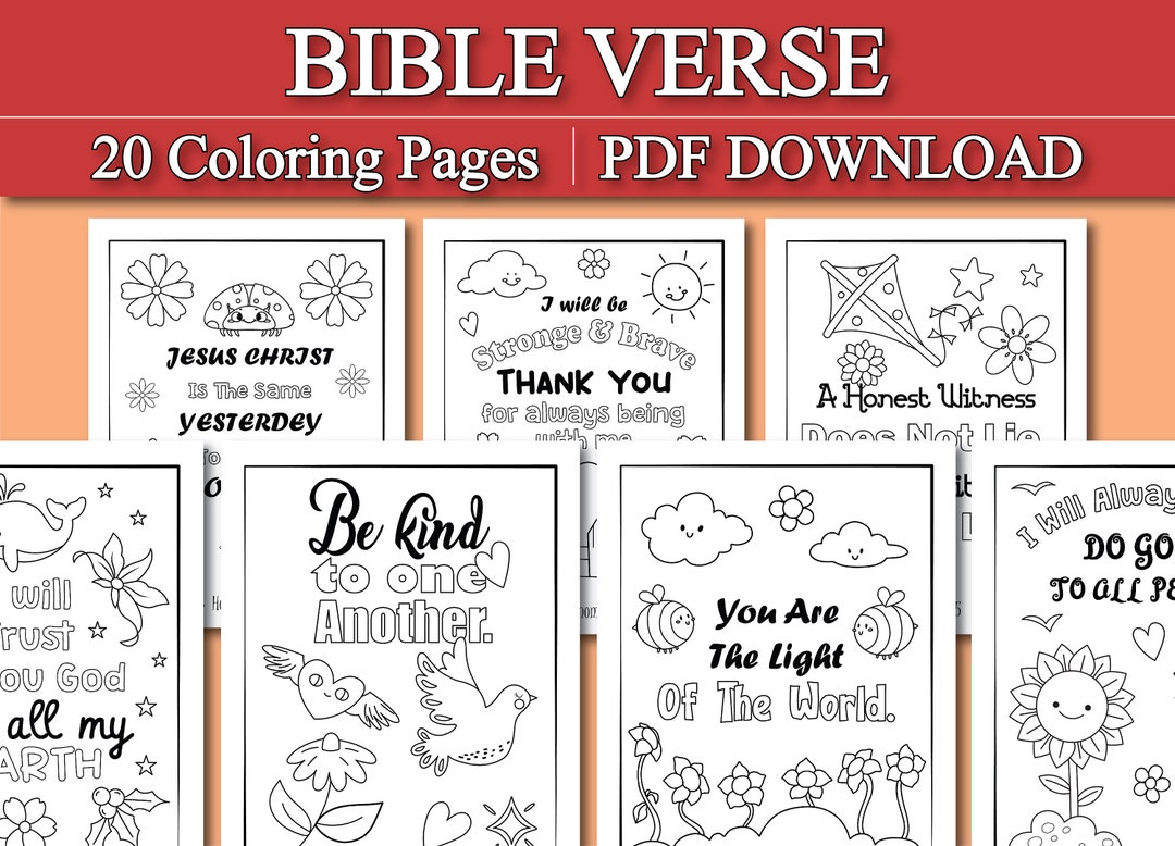 Bible Verse Coloring Pages for Kids | 20 Digital Coloring Pages ...