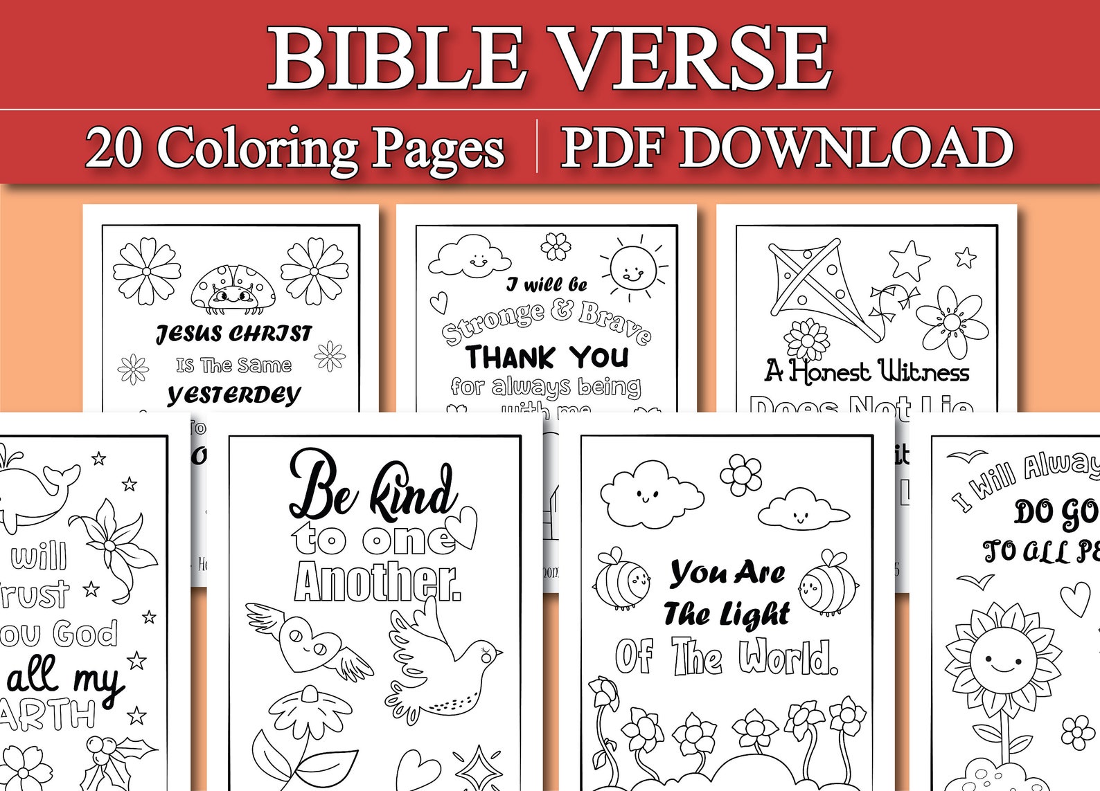 Bible Verse Coloring Pages for Kids | 20 Digital Coloring Pages ...