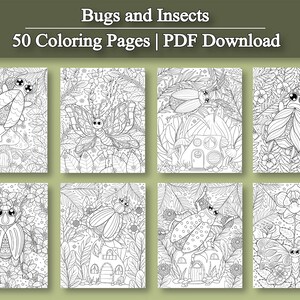 Adult Coloring Book: Bugs and Insects Adult Coloring Pages | 50 Digital ...