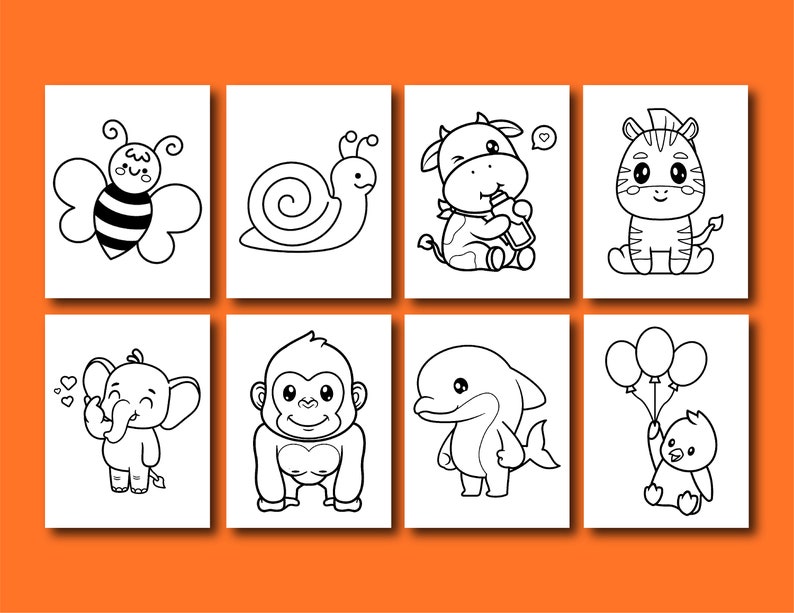 Kids Coloring Page: Cute Kawaii Animal Coloring Page, 25 Pages Coloring ...