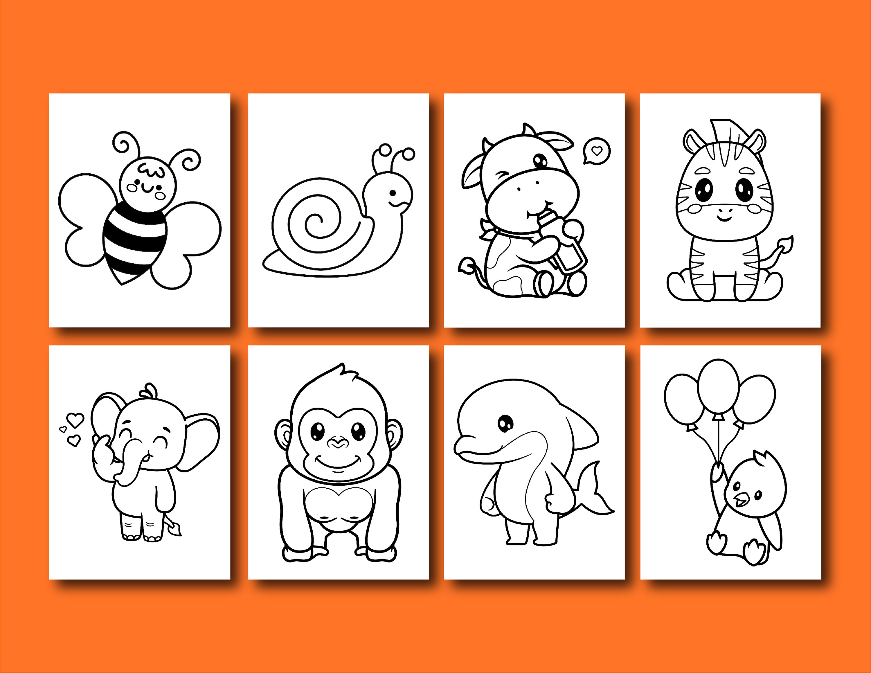 Kids Coloring Page: Cute Kawaii Animal Coloring Page, 25 Pages Coloring ...