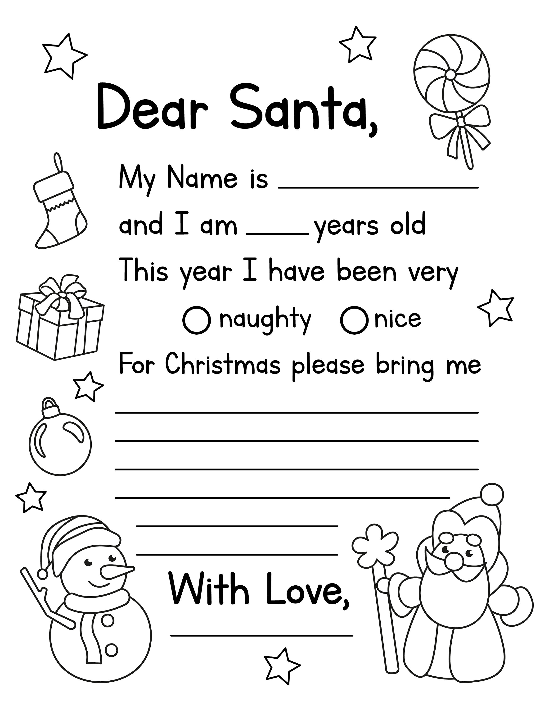 Dear Santa Letter for Kids, Christmas Kids Activities, A Dear Santa ...