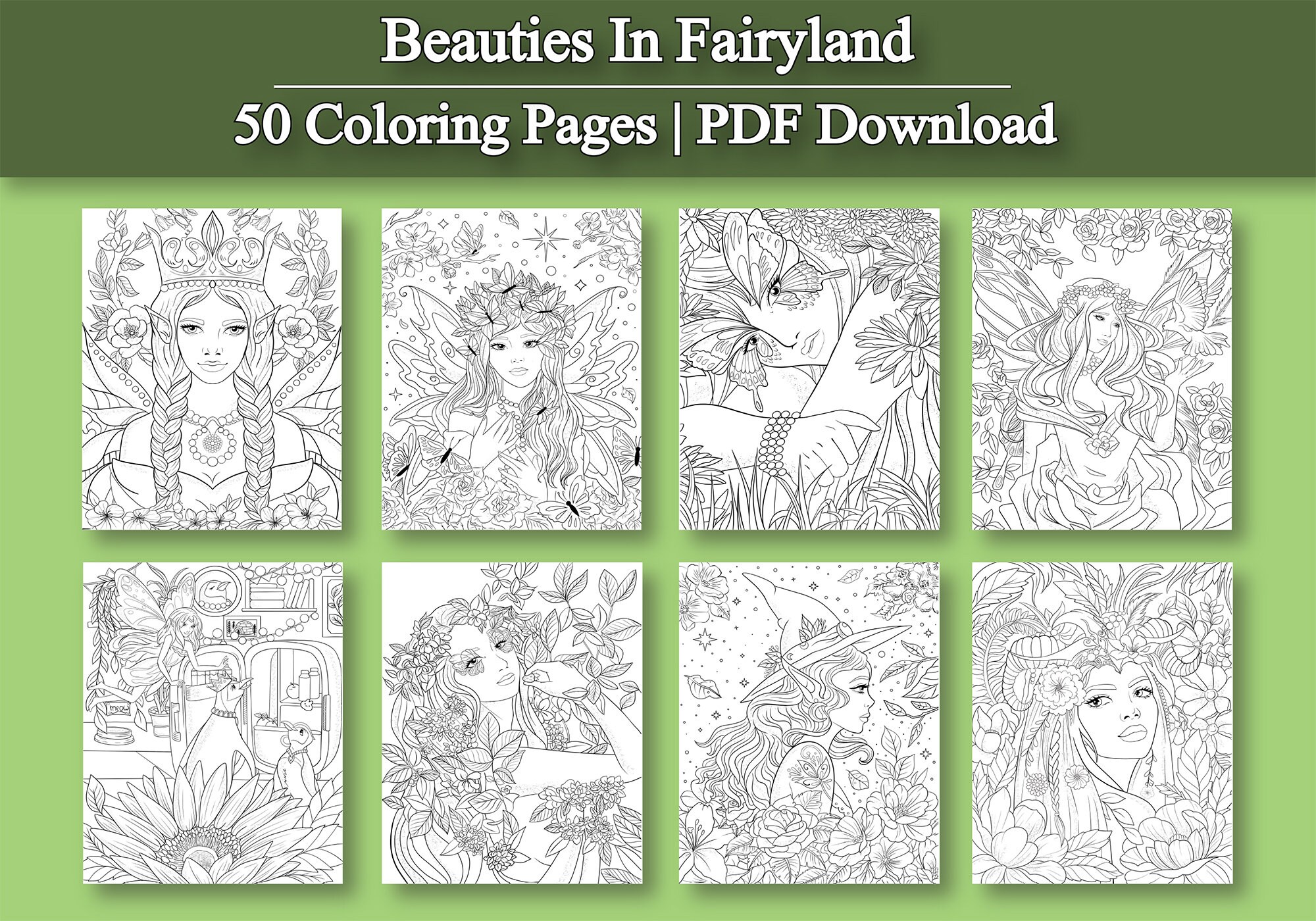 Adult Coloring Book: Beauties in Fairyland Adult Coloring Pages | 50 ...