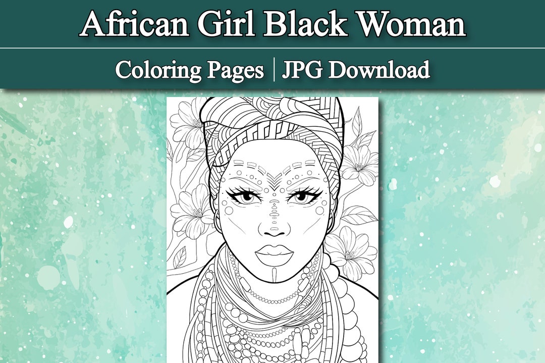 African Girl Coloring Pages | Black Woman Coloring Page (printable JPG ...