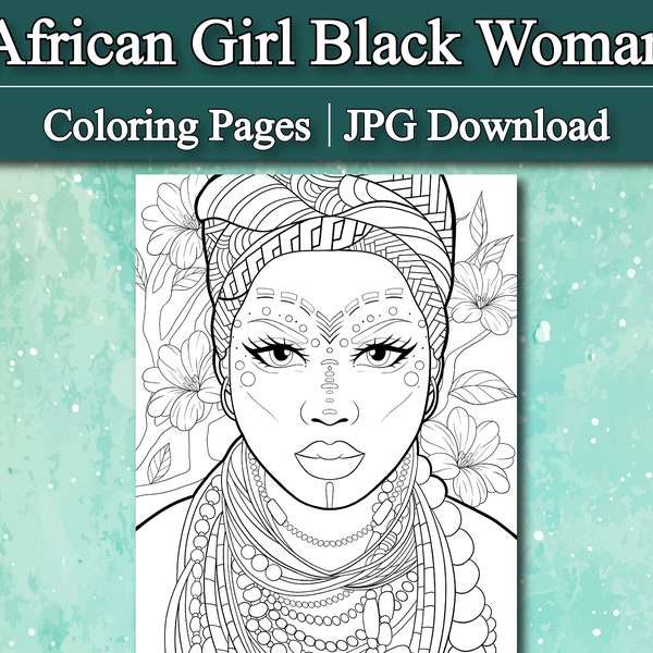 African Girl Coloring Pages - Etsy