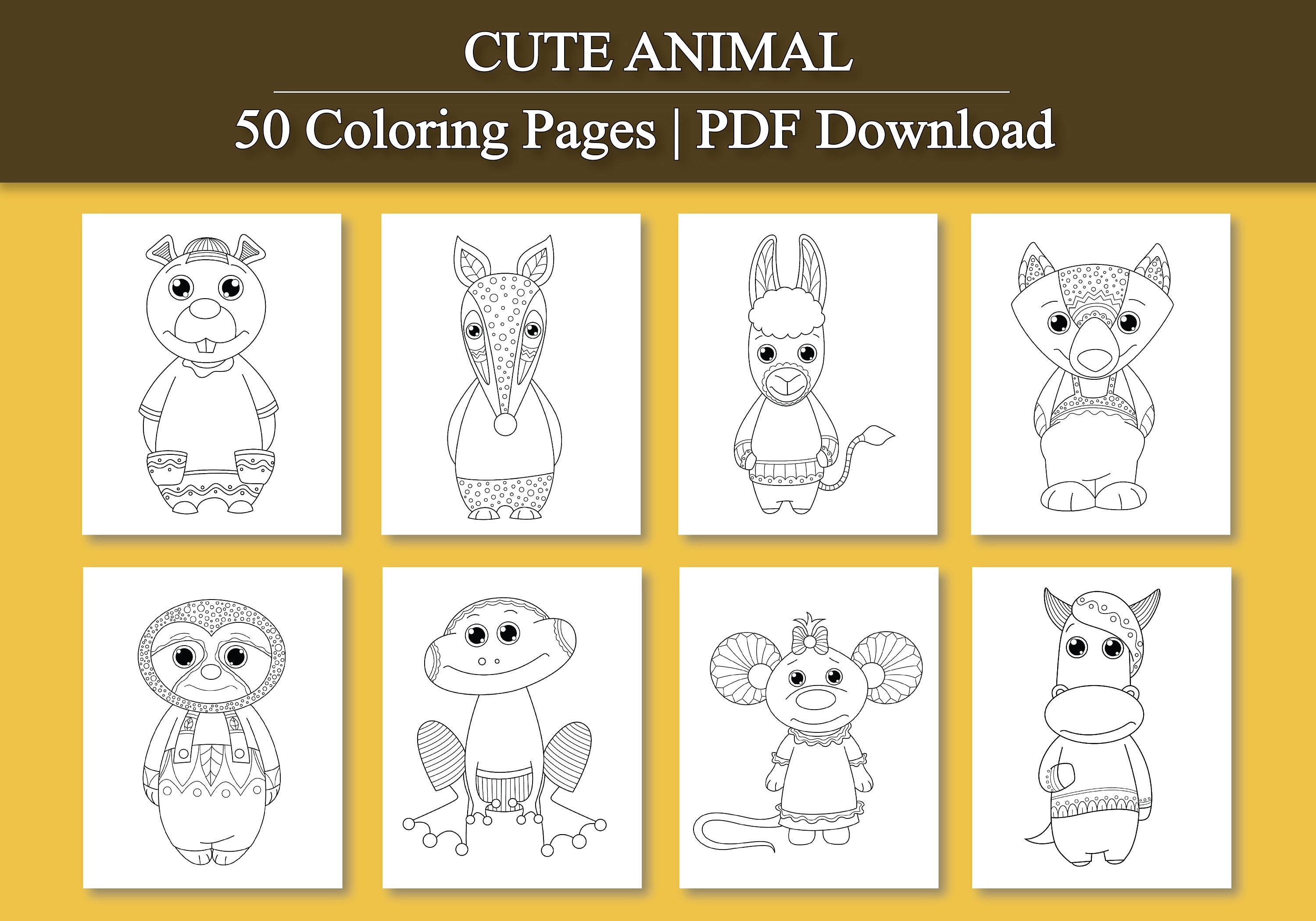 Kids Coloring Book: Cute Animals Coloring Pages for Kids - Etsy