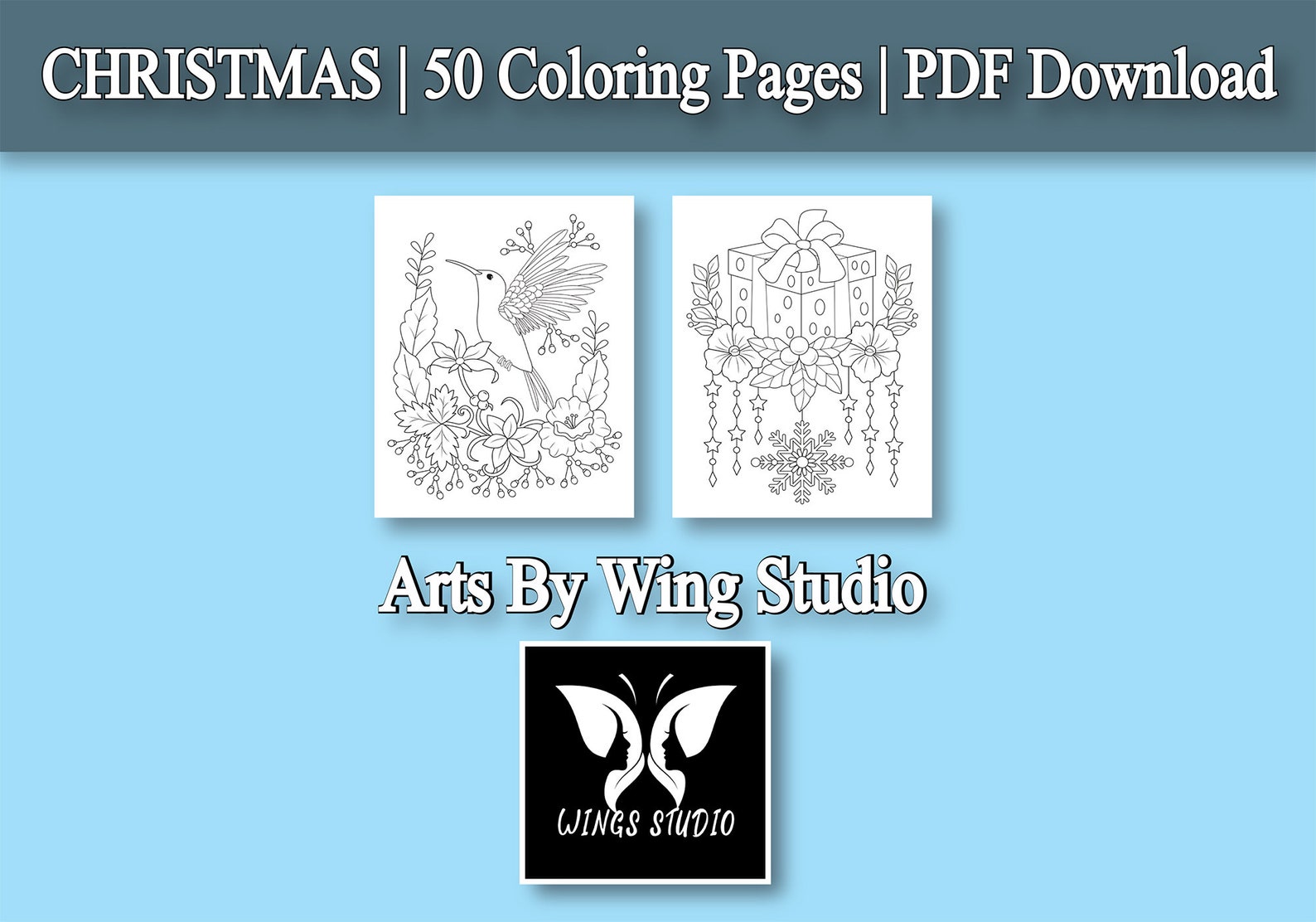 Adult Coloring Book: Christmas Coloring Pages for Adults and Kids | 50 ...