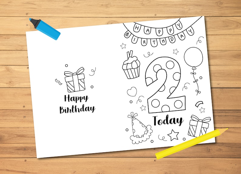 Instant Download Two Today Birthday Card, Printable Happy Birthday ...