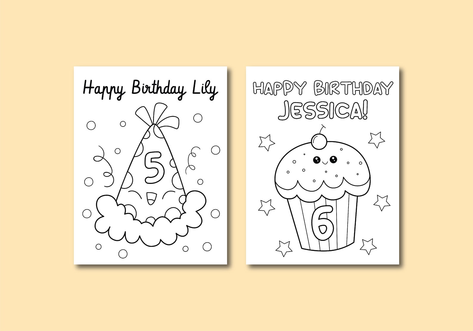 Personalized Birthday Coloring Pages for Kids, Custom Birthday Party ...