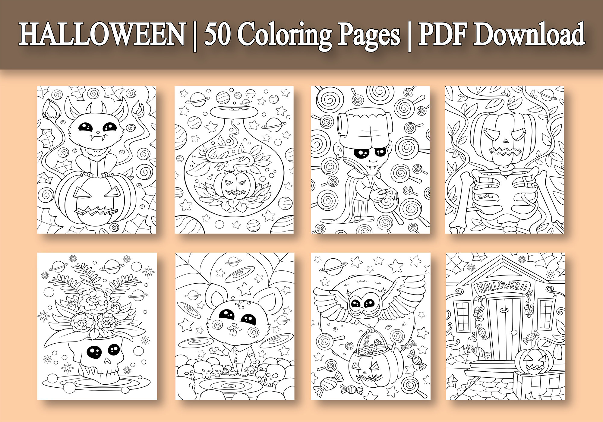 Adult Coloring Book: Halloween Coloring Pages for Adults and - Etsy