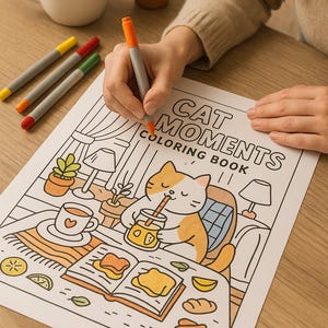 Cat Moment Coloring Book, Cat Life Coloring Pages, Meow Moment, Bold ...