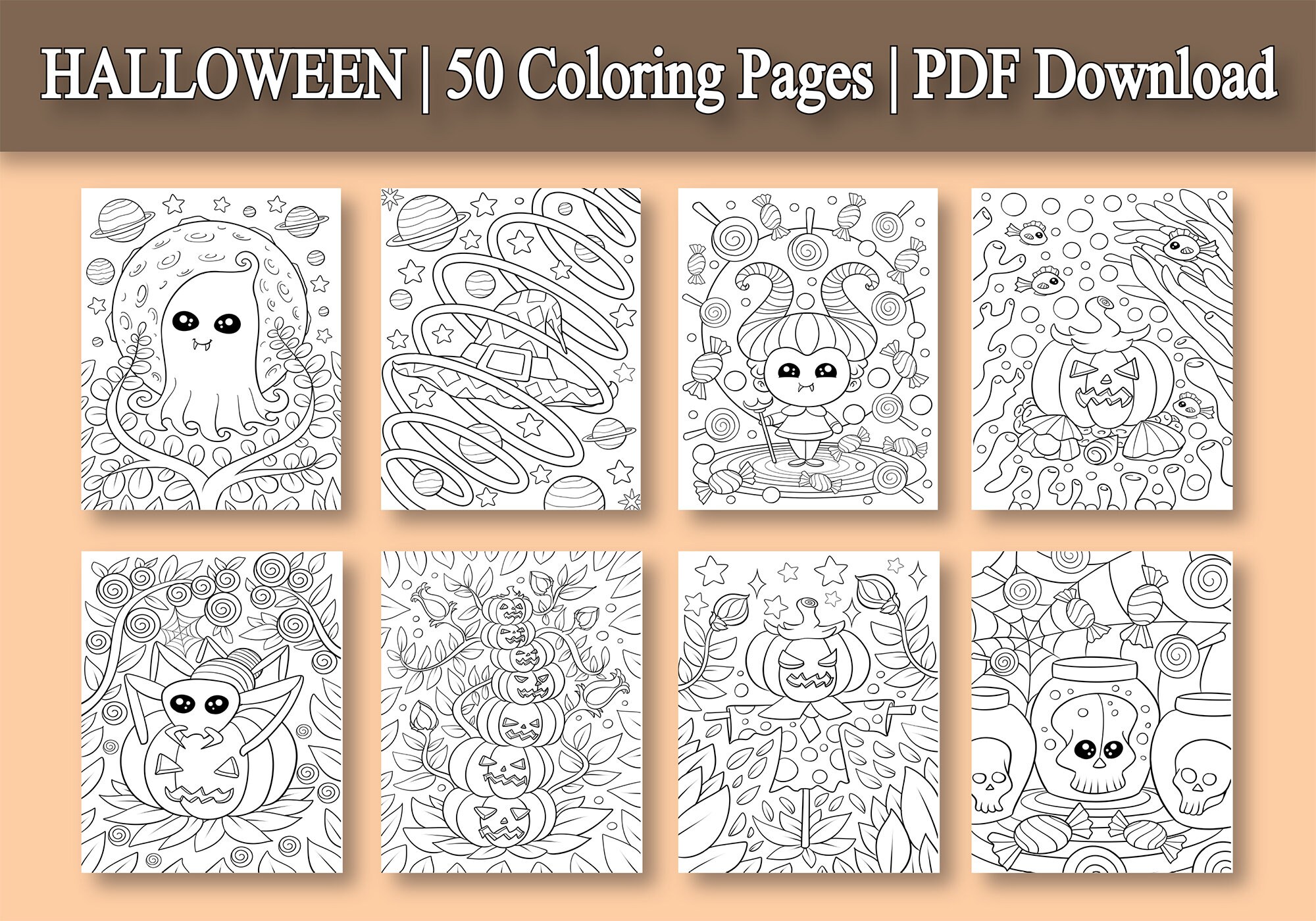 Adult Coloring Book: Halloween Coloring Pages for Adults and - Etsy