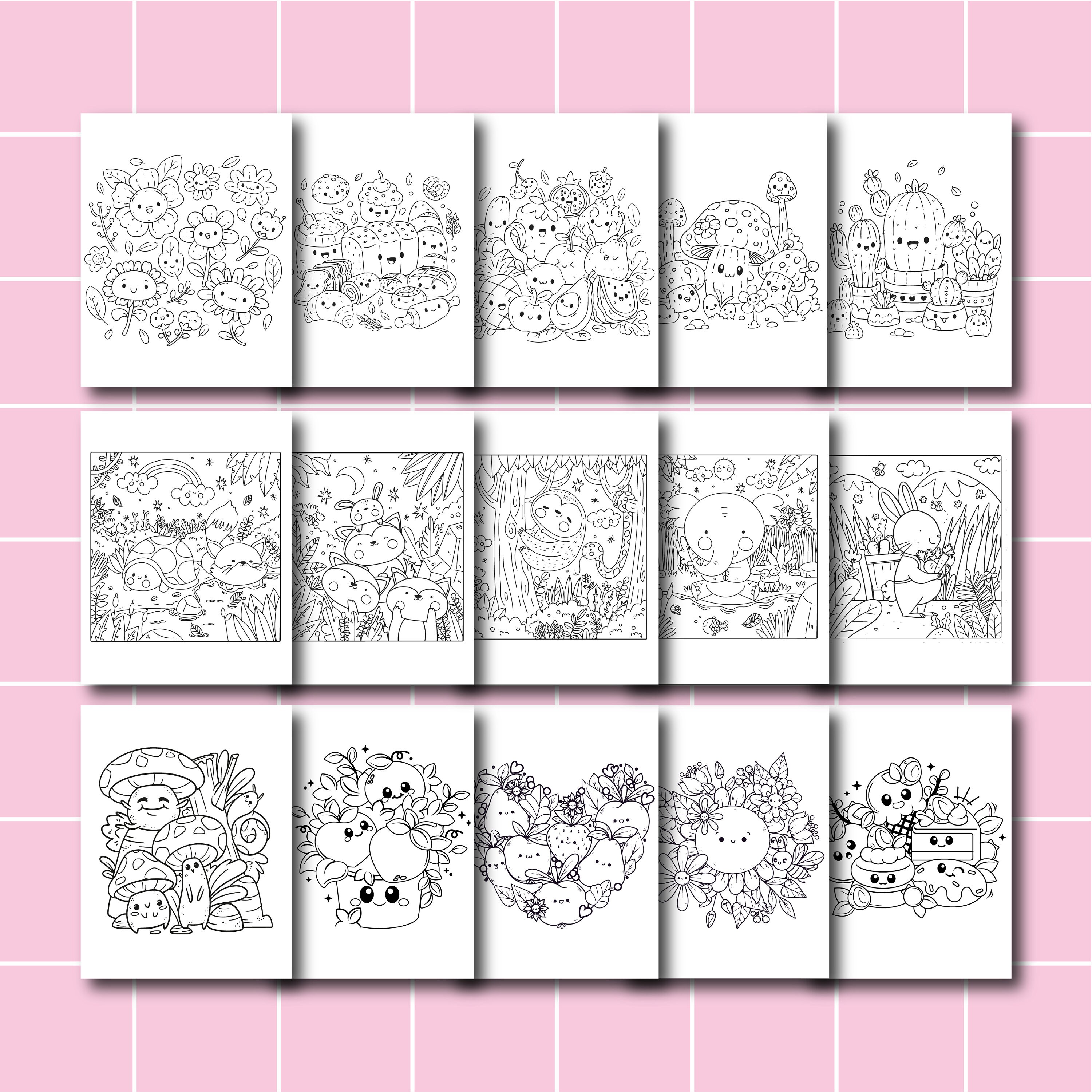 Kawaii Bundle Coloring Pages, Cute Coloring Pages, Kawaii Coloring ...