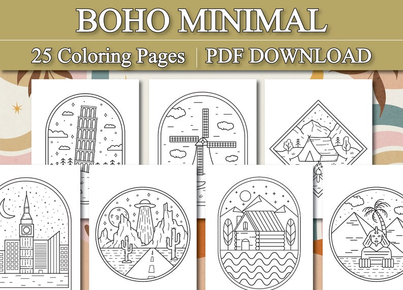 Boho Coloring Pages, Minimalist Coloring Pages, Boho Gardens, Boho ...