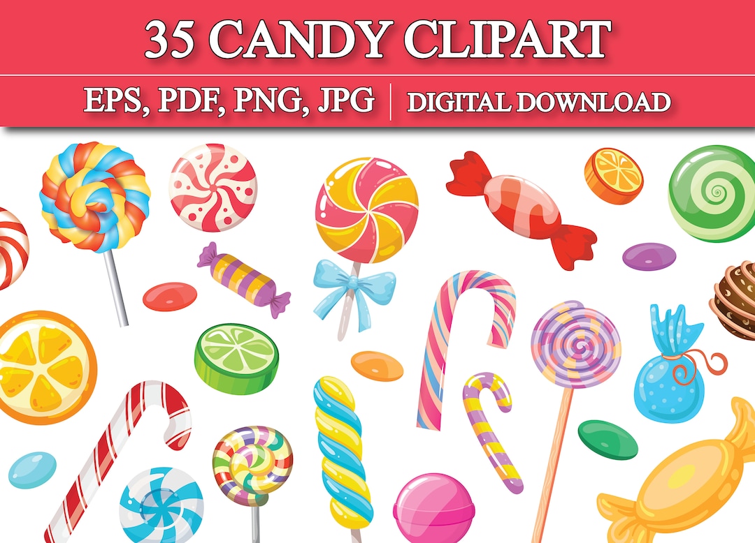 35 Candy Clipart Bundle, Lollipop Clipart, Candy PNG, Candy Vector ...