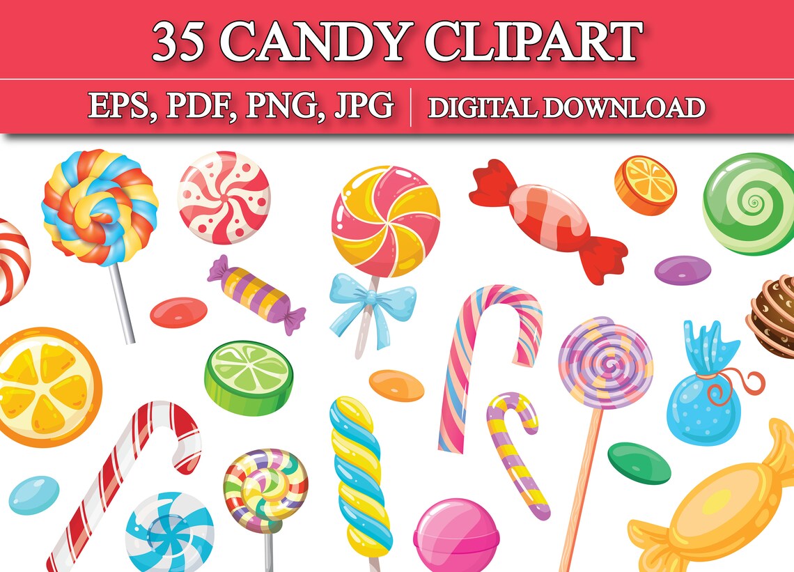 35 Candy Clipart Bundle, Lollipop Clipart, Candy PNG, Candy Vector ...