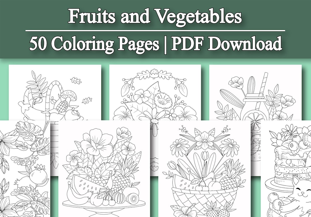 Adult Coloring Book: Fruits and Vegetables Coloring Pages for Adults ...