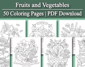 Adult Coloring Book: Fruits and Vegetables Coloring Pages for Adults ...