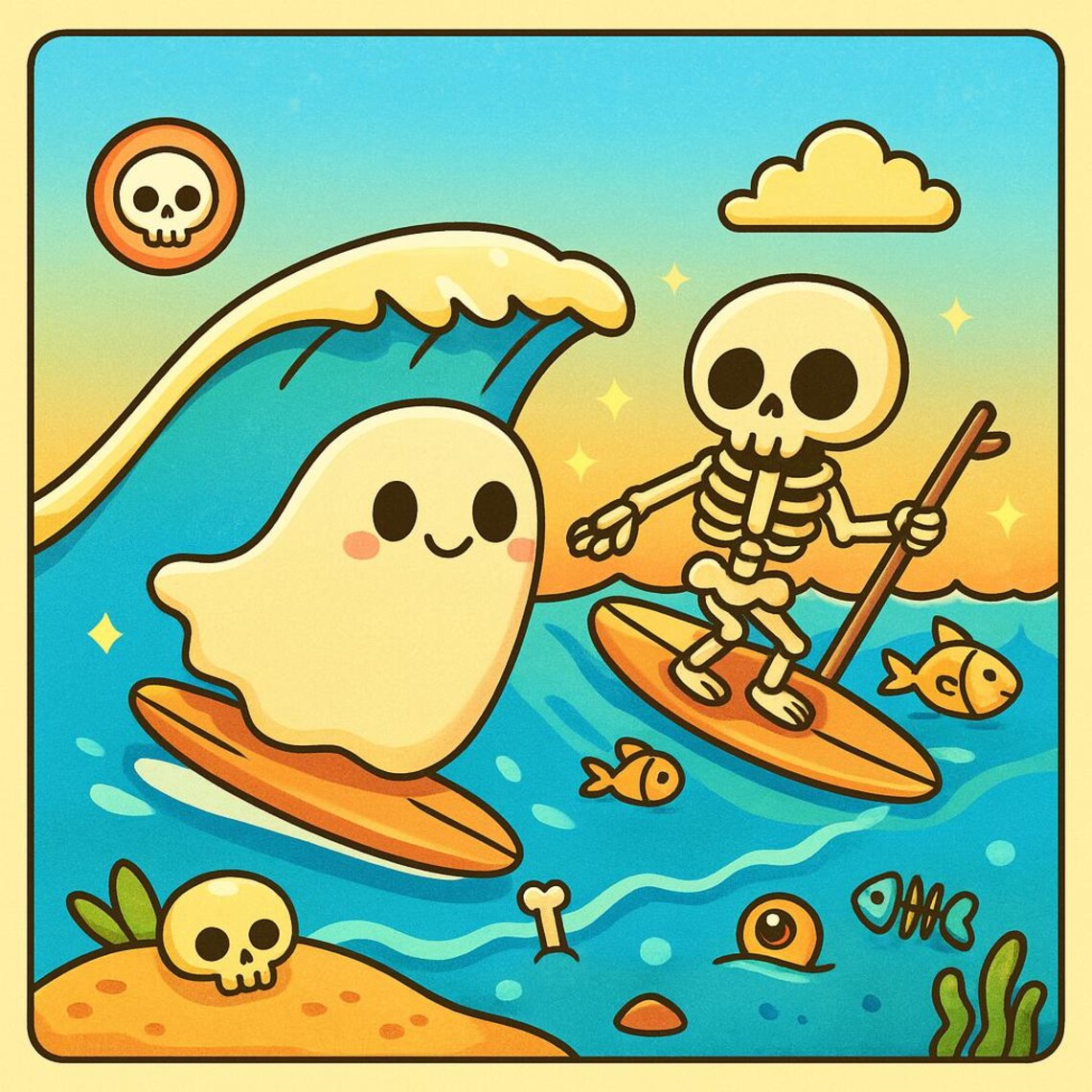 Spooky Summer Coloring Pages: Beach Halloween Fun (PDF Download) - Etsy